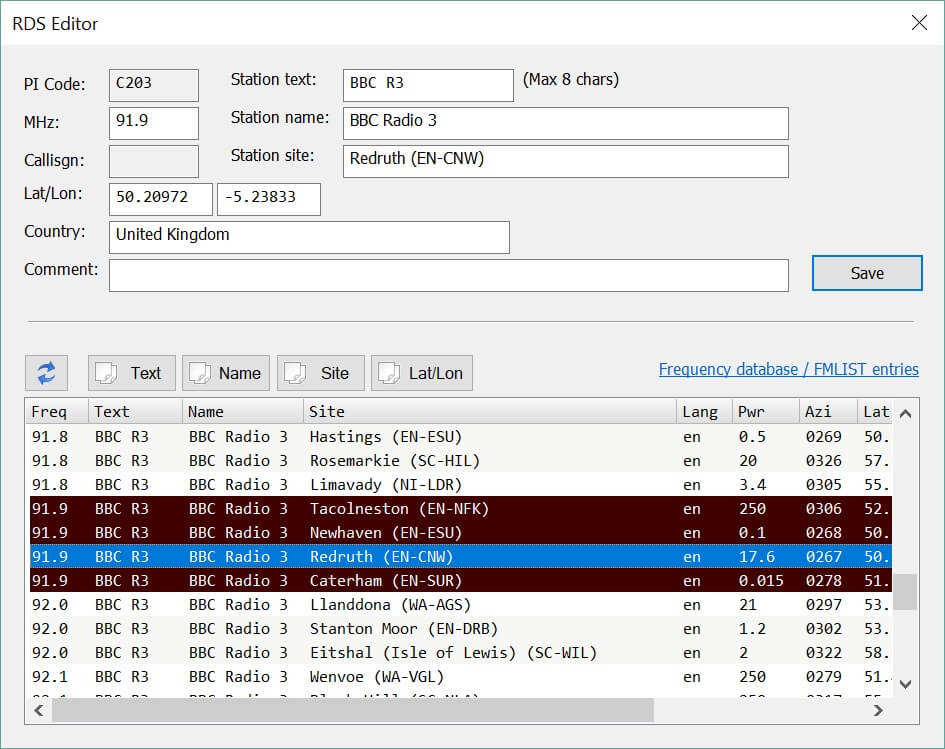 FM Stereo (RDS Logfile) - SDR-Radio.com